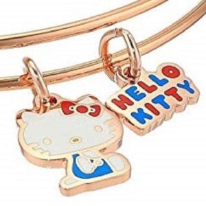 Alex and Ani Hello Kitty Duo Charm Bangle Bracelet Shiny Rose Gold One Size