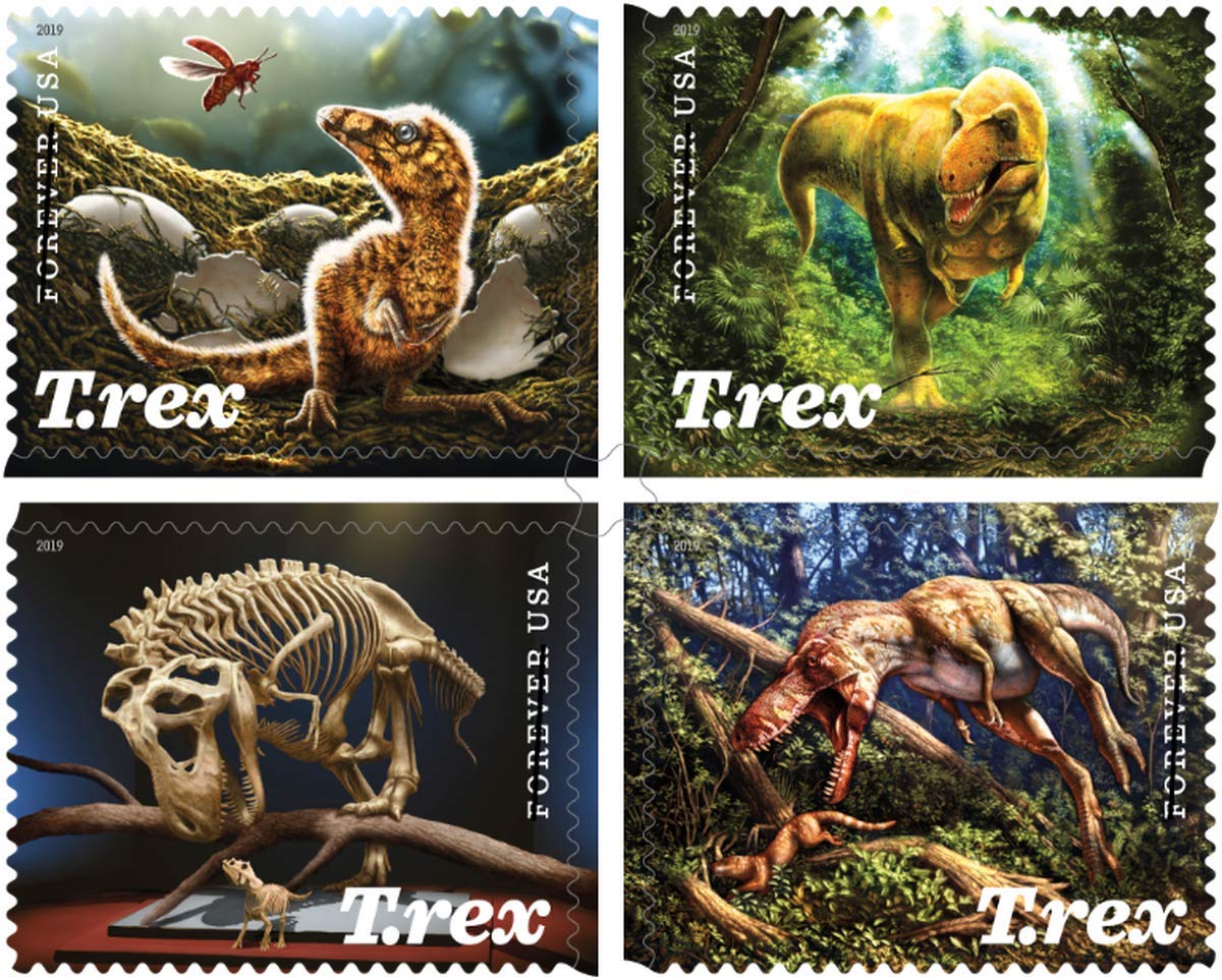 Tyrannosaurus Rex (T Rex) Forever First Class US Postage Stamps Prehistoric Dinosaur (16 Stamps)