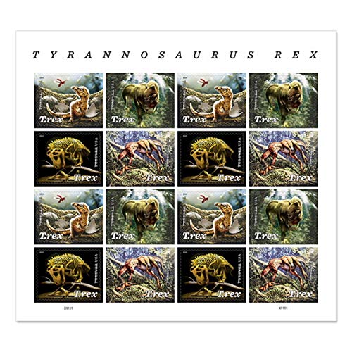 Tyrannosaurus Rex (T Rex) Forever First Class US Postage Stamps Prehistoric Dinosaur (16 Stamps)