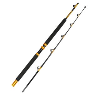 fiblink 1-piece/2-piece saltwater offshore heavy trolling rod big game roller rod conventional boat fishing pole (5 feet 6 inch, 30-50 lb/50-80 lb/80-120 lb) (2-piece, 7 feet)