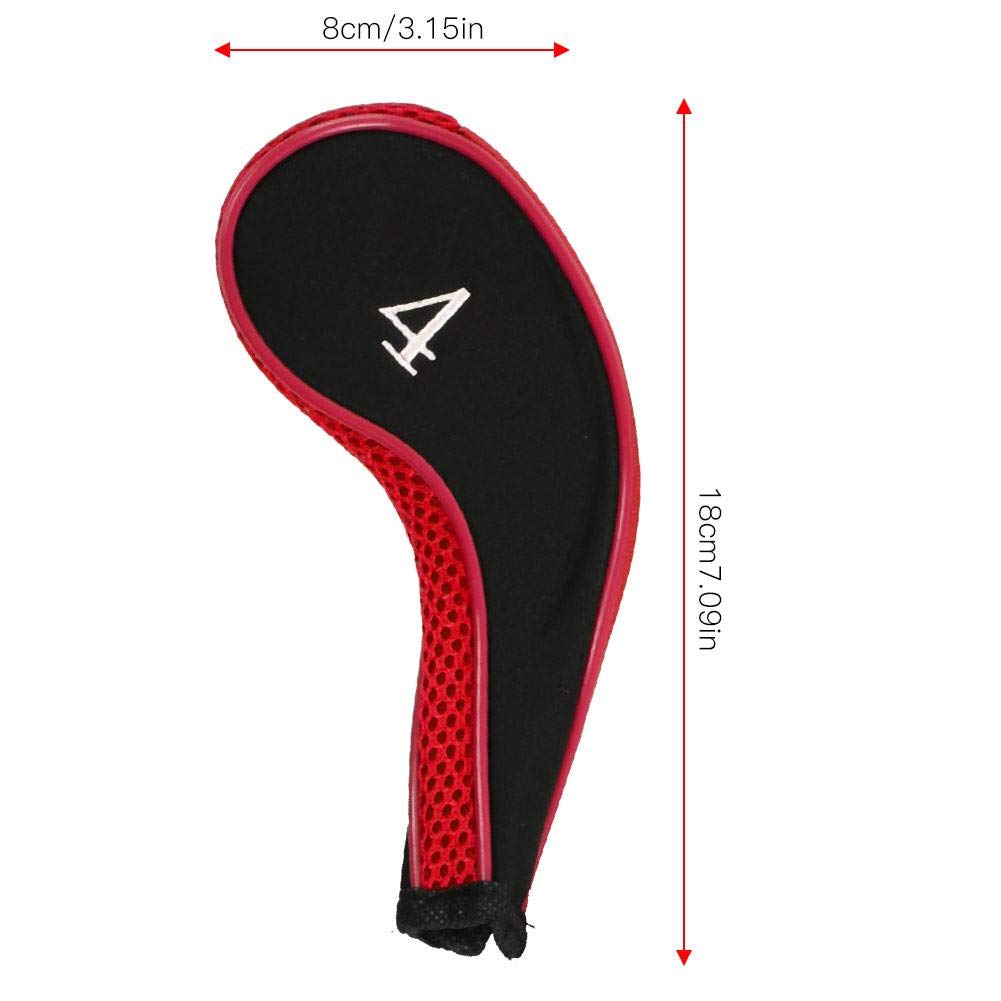 Iron Head Covers, 10Pcs Neoprene Waterproof Wear Resistant Putter Protector Case Golfer Accessory(Red)