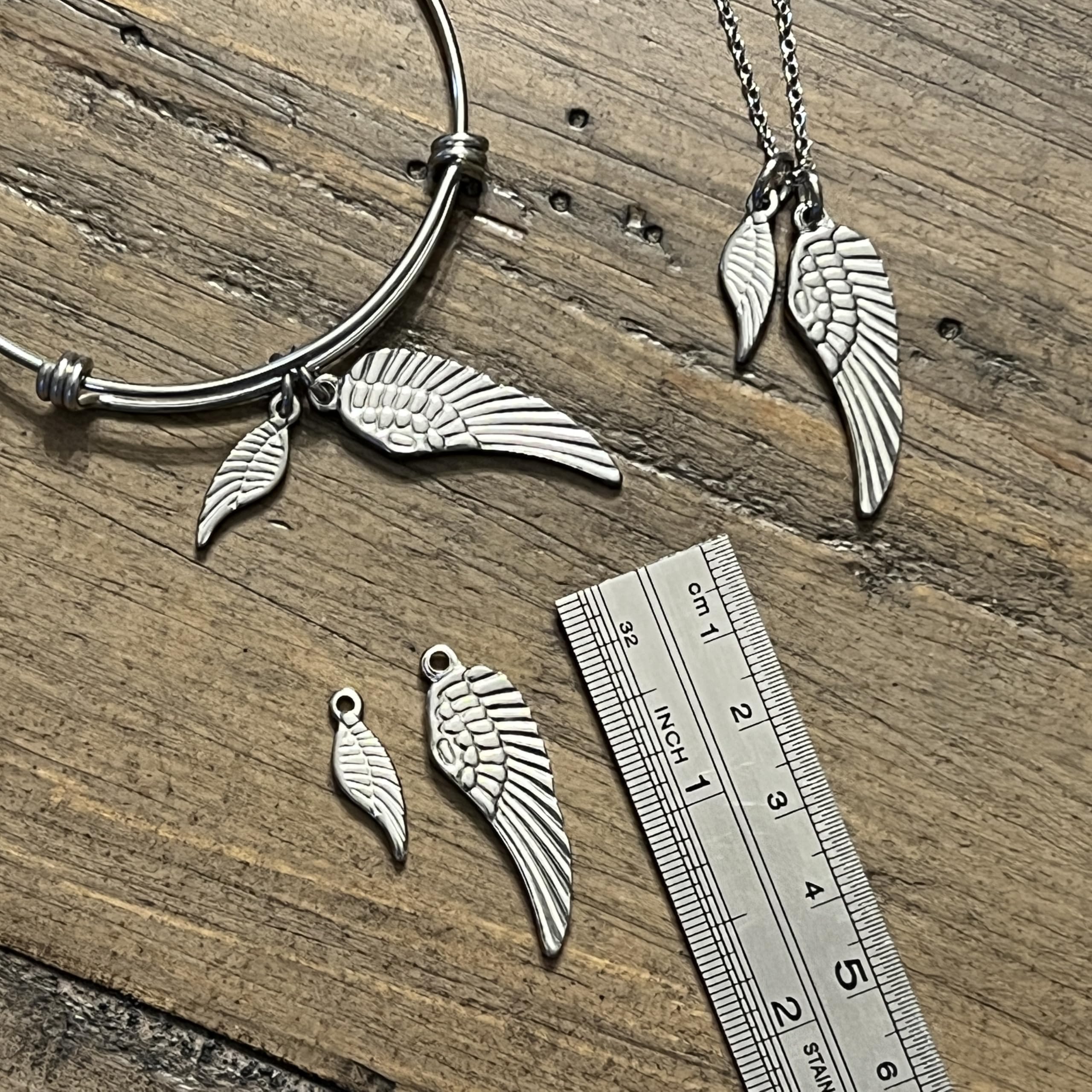 Handmade by Remember Me Loss of Father Gift, In Loving Memory, Dad Memorial Necklace In Memory of Dad Necklace with Picture Charm, Angel Wing, and Dad Charm