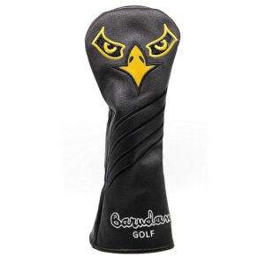 barudan golf black leather driver cover headcover animal eagle golf club head covers protect golf clubs for taylor made titleist ping 460cc waterproof