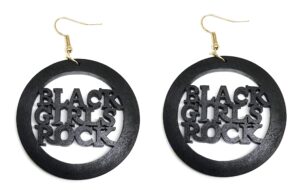 black girl rock earrings - african american woman earring drop - jamaican wooden natural jewelry africa afro