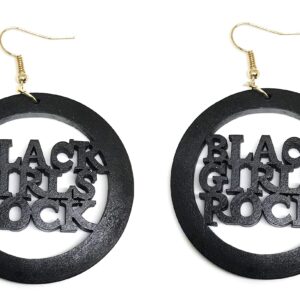 Black Girl Rock Earrings - African American Woman Earring Drop - Jamaican Wooden Natural Jewelry Africa Afro