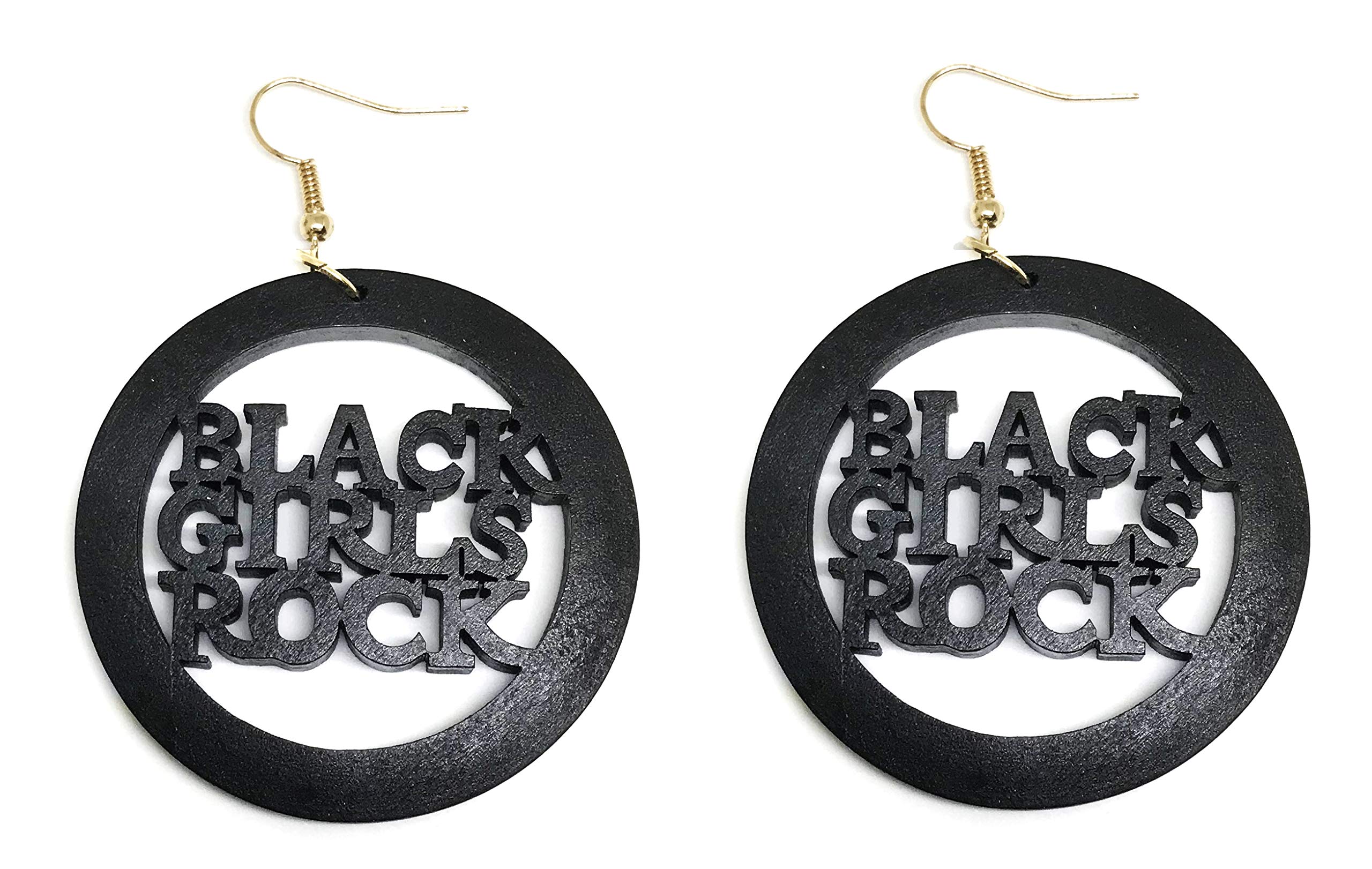 Black Girl Rock Earrings - African American Woman Earring Drop - Jamaican Wooden Natural Jewelry Africa Afro