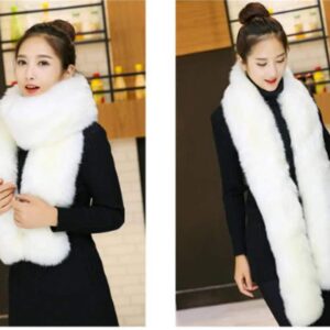 LDFWAY Long Men Women Faux Fur Collar Winter Warm Wrap Stole Scarf Shawl Shrug (White)