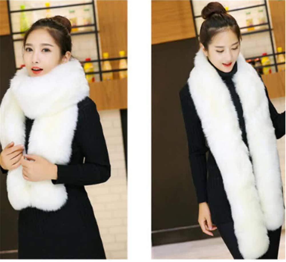 LDFWAY Long Men Women Faux Fur Collar Winter Warm Wrap Stole Scarf Shawl Shrug (White)