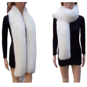 LDFWAY Long Men Women Faux Fur Collar Winter Warm Wrap Stole Scarf Shawl Shrug (White)