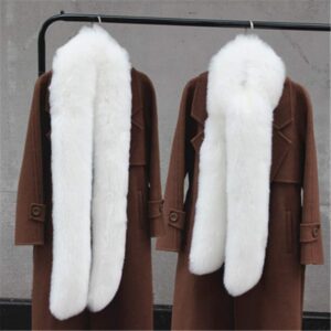 LDFWAY Long Men Women Faux Fur Collar Winter Warm Wrap Stole Scarf Shawl Shrug (White)