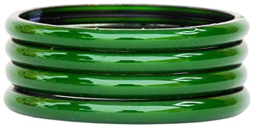 JD'Z COLLECTION Indian Jewelry Glass Bangles for Women Bollywood Plain Glass Bangles Set of 4p Traditional Costume Matching Bracelets Bangles For Women/Girls (Green 2.8)