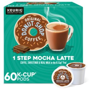 the original donut shop mocha latte, single serve coffee k-cup pod, flavored coffee, 60 count (6 packs of 10)