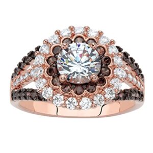 palm beach jewelry rose gold-plated round cubic zirconia double halo engagement ring sizes 6-10 size 7