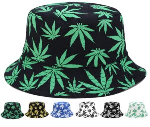 inogih reversible bucket-hat marijuana-cannabis weed foldble fisherman hat packable