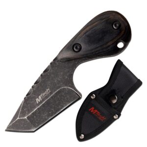 mtech usa – fixed blade knife – stonewashed finish stainless steel tanto blade with black wood handle, full tang, includes black nylon sheath - hunting, camping, survival, tactical, edc – mt-20-90bk