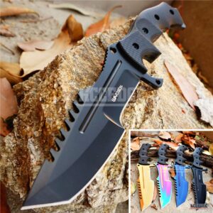 tactical knife survival knife hunting knife full tang fixed blade knife razor sharp edge camping accessories camping gear survival kit survival gear tactical gear 54962 (black)