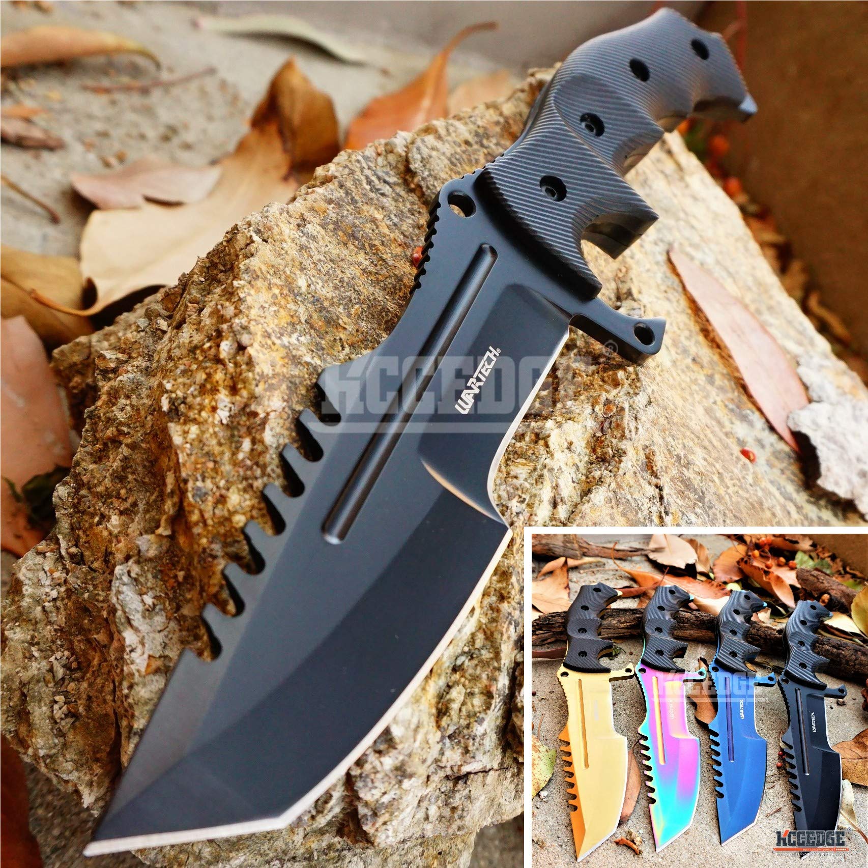 Tactical Knife Survival Knife Hunting Knife Full Tang Fixed Blade Knife Razor Sharp Edge Camping Accessories Camping Gear Survival Kit Survival Gear Tactical Gear 54962 (Black)