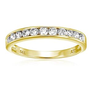 vir jewels 3/4 cttw diamond wedding band for women, half eternity round diamond ring in 14k yellow gold channel setting, size 7.5