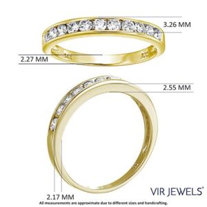 Vir Jewels 3/4 cttw Diamond Wedding Band for Women, Half Eternity Round Diamond Ring in 14K Yellow Gold Channel Setting, Size 7.5