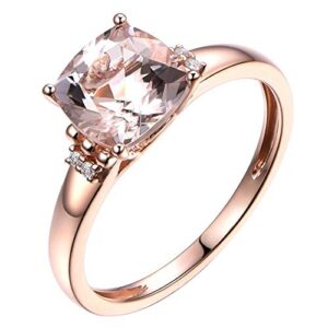 kardy fashion amazing genuine morganite gemstone real diamond solid 14k rose gold engagement wedding for women ring set