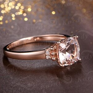 Kardy Fashion Amazing Genuine Morganite Gemstone Real Diamond Solid 14K Rose Gold Engagement Wedding For Women Ring Set