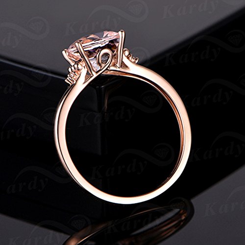 Kardy Fashion Amazing Genuine Morganite Gemstone Real Diamond Solid 14K Rose Gold Engagement Wedding For Women Ring Set