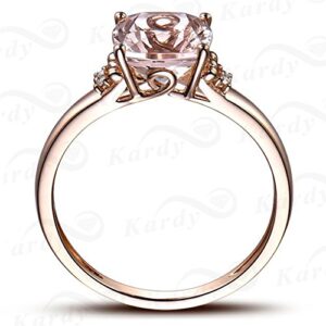 Kardy Fashion Amazing Genuine Morganite Gemstone Real Diamond Solid 14K Rose Gold Engagement Wedding For Women Ring Set