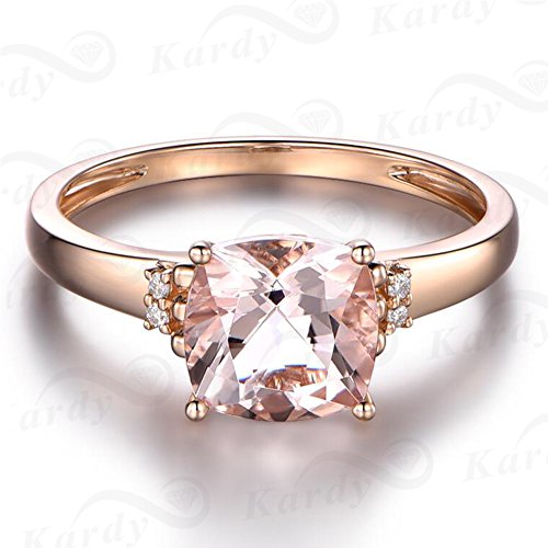 Kardy Fashion Amazing Genuine Morganite Gemstone Real Diamond Solid 14K Rose Gold Engagement Wedding For Women Ring Set