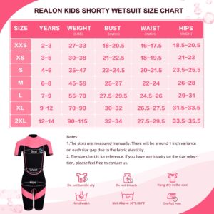 REALON Shorty Wetsuit Kids for Boys/Girls Shorty Baby One Piece Wet Suit 2mm Neoprene Wet Suit Shorty Back Zipper 3t to 12t Toddler/Infant Swimsuit for Surfing Snorkeling Swimming