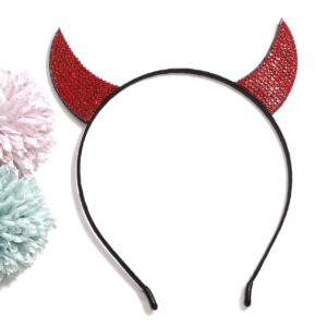 ZITULRY Halloween Headbands for Women Rhinestone Devil Horns Headband Crystal Cat Ears Headband Hairwear for Girls (Devil Horns Headband)