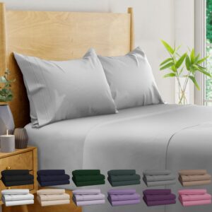 bampure luxury series queen sheet set - 100% pure viscose derived from bamboo sheets queen size - super soft queen cooling sheets for hot sleepers - up to 16’’ deep pocket queen sheets (l grey)