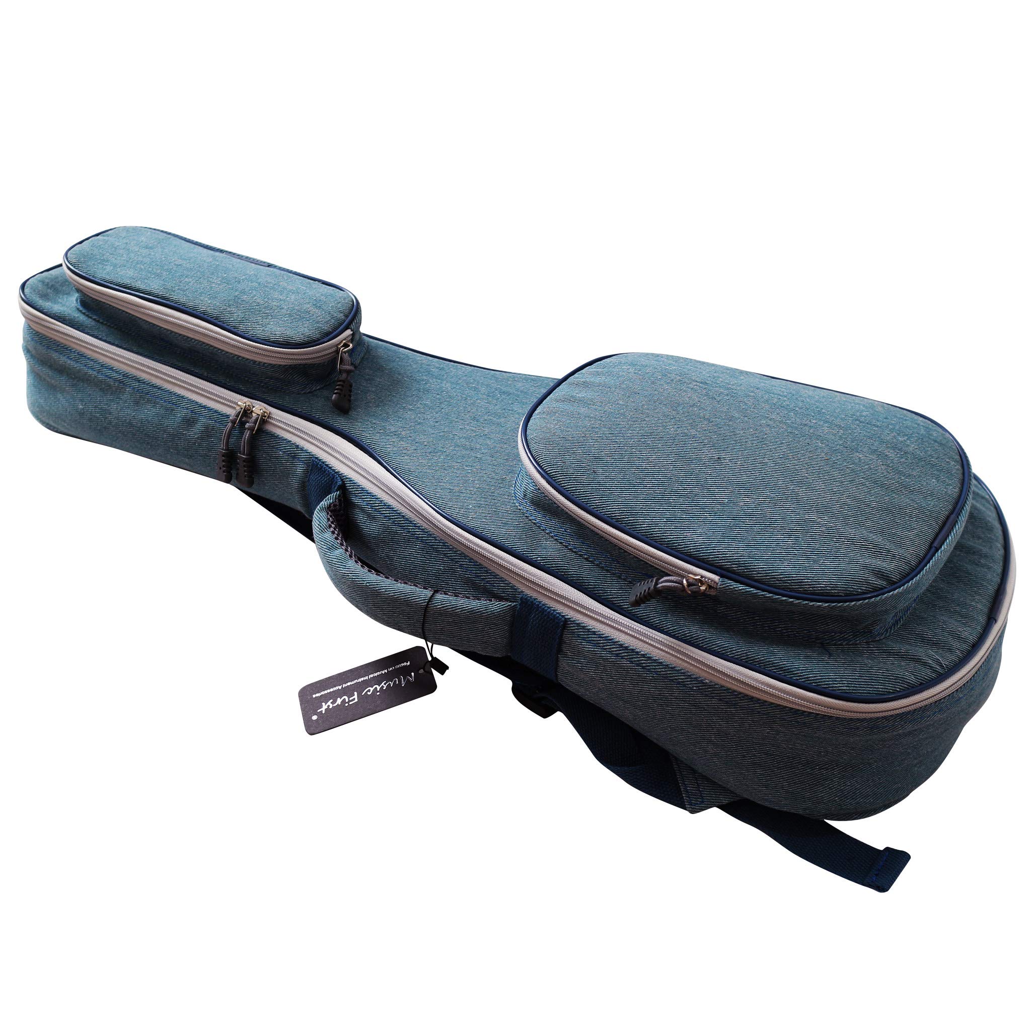 MUSIC FIRST Original Design 0.6" (15mm) Thick Padded Vintage Style Jeans Cloth/Denim Baritone Ukulele Case, Ukulele Bag (30"~31")