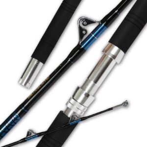 fiblink saltwater offshore heavy trolling fishing rod big game conventional boat fishing roller rod pole with all roller guides (2-piece,6-feet,30-50lb)