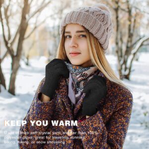 Achiou Winter Touchscreen Gloves Knit Warm Thick Thermal Soft Comfortable Wool Lining Elastic Cuff Texting for Women Men