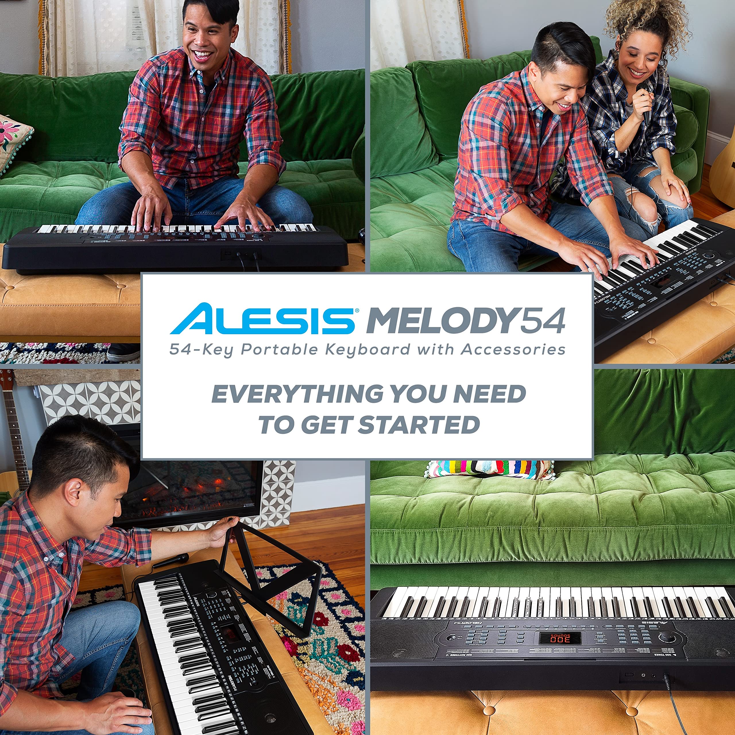 Alesis Melody 54 - Electric Keyboard Digital Piano with 54 Keys, Speakers, 300 Sounds, 300 Rhythms, 40 Songs, Microphone and Piano Lessons