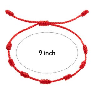 WILLBOND 6 Pieces Red String Bracelets Red Cord Bracelet Adjustable Red Knot String Bracelet Amulet for Protection, Evil Eye and Good Luck(7 Knots Style)