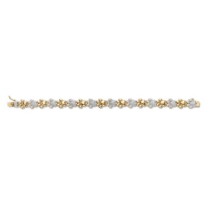 PalmBeach 18K Yellow Gold Plated Genuine Diamond Accent Paw Print Bracelet 7.5"