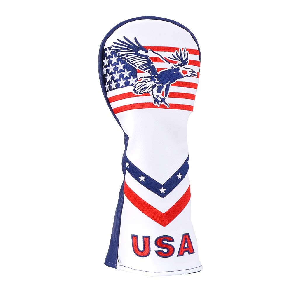 PLUSKER Golf Club Head Cover USA Flag and Eagle Pattern for Fairway Wood Patriotic Headcover