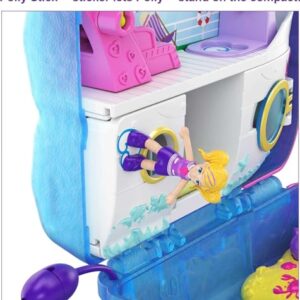 Polly Pocket Playset, Travel Toy with 2 Micro Dolls & Water Play Accessories, Pocket World Sweet Sails Cruise Ship Compact