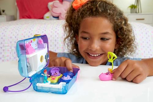 Polly Pocket Playset, Travel Toy with 2 Micro Dolls & Water Play Accessories, Pocket World Sweet Sails Cruise Ship Compact