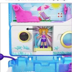 Polly Pocket Playset, Travel Toy with 2 Micro Dolls & Water Play Accessories, Pocket World Sweet Sails Cruise Ship Compact