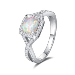 fancime created opal rings sterling silver 4-prong halo white opal cubic zirconia infinity engagement wedding ring fine jewelry for women size 7