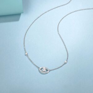 FANCIME Sterling Silver Evil Eye Necklace Cubic Zirconia Pendant Necklace Yom Kippur Lucky Fine Jewelry for Women 16 + 2 inch Extender