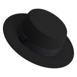 classic fedora hat flat top hat felt pork pie hat wide brim church derby cap for women and men black