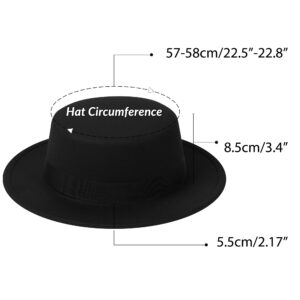 Classic Fedora Hat Flat Top Hat Felt Pork Pie Hat Wide Brim Church Derby Cap for Women and Men Black