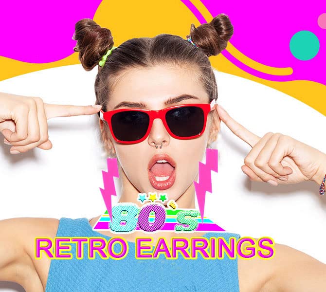 80s Neon Earrings Acrylic Lightning Bolt Drop Earrings Women Halloween Retro Earrings (rose red-2)