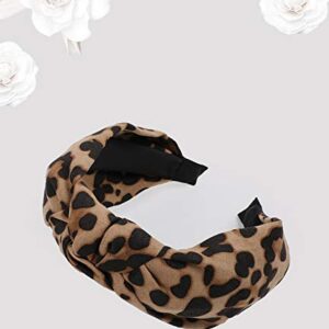 Leopard Print Headband for Women Girls, Wide Knotted Bow Headbands Leopard Print Headband Cheetah Hairband Hair Accessories Head Band Wrap