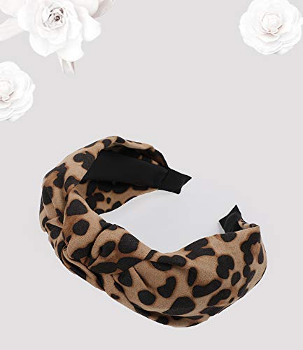 Leopard Print Headband for Women Girls, Wide Knotted Bow Headbands Leopard Print Headband Cheetah Hairband Hair Accessories Head Band Wrap