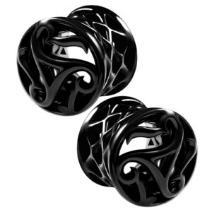 kjm fashion 2pcs blackline alloy 1/2 inch 12mm flesh earring stretcher ear tunnel gauges lobe piercing jewelry 5415