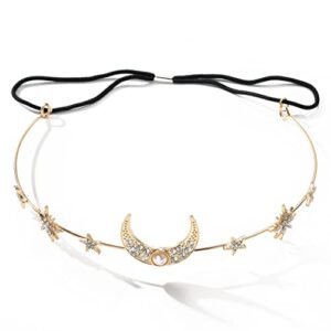 fdesigner gold wedding hair accessories pendant head chain moon star hair jewelry fashioncrystal hair pieces for women